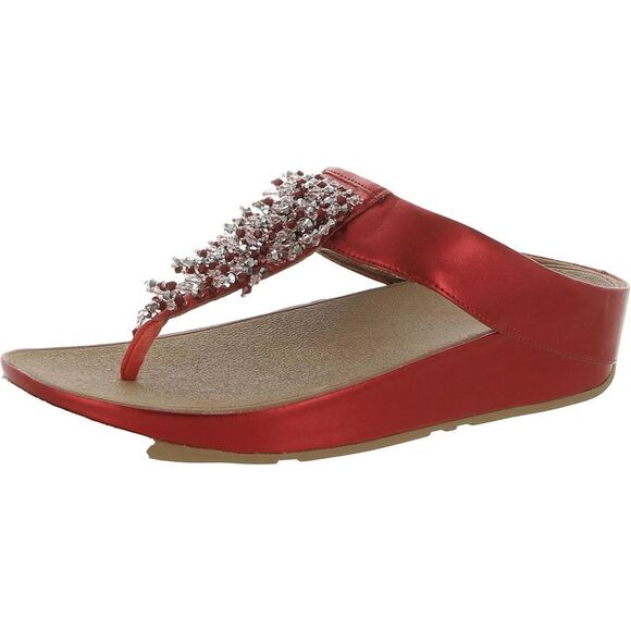 Fitflop | Shoes | Fitflop Womens Rumba Beaded Red Faux Leather Thong ...